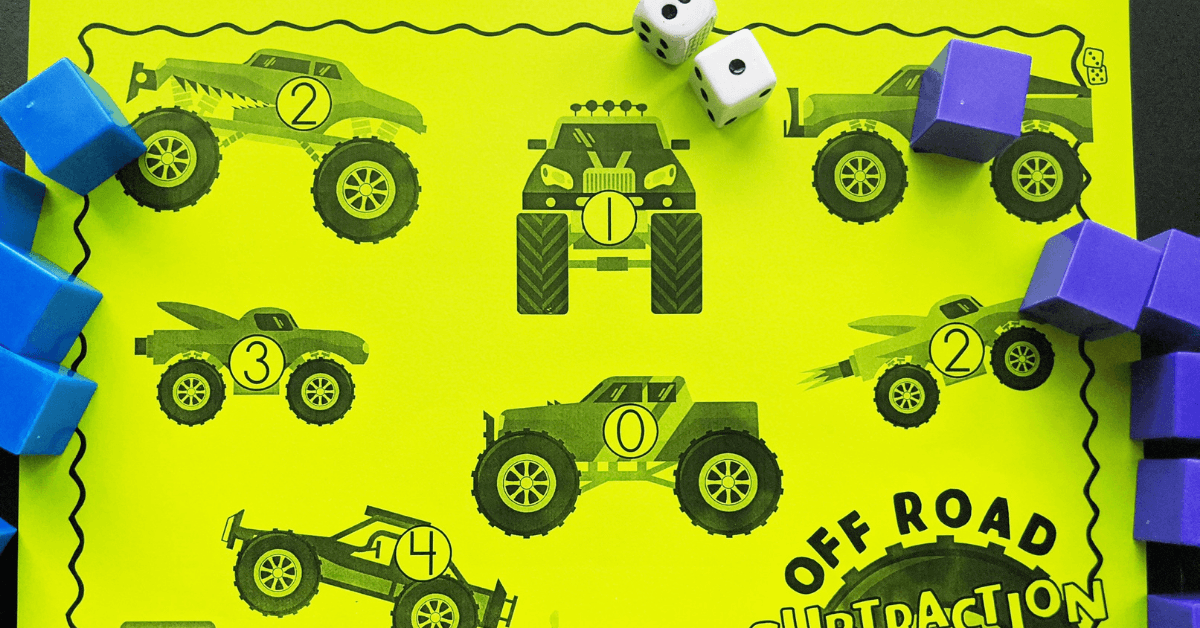 Free Off-Road Subtraction Bump Game – KindergartenWorks